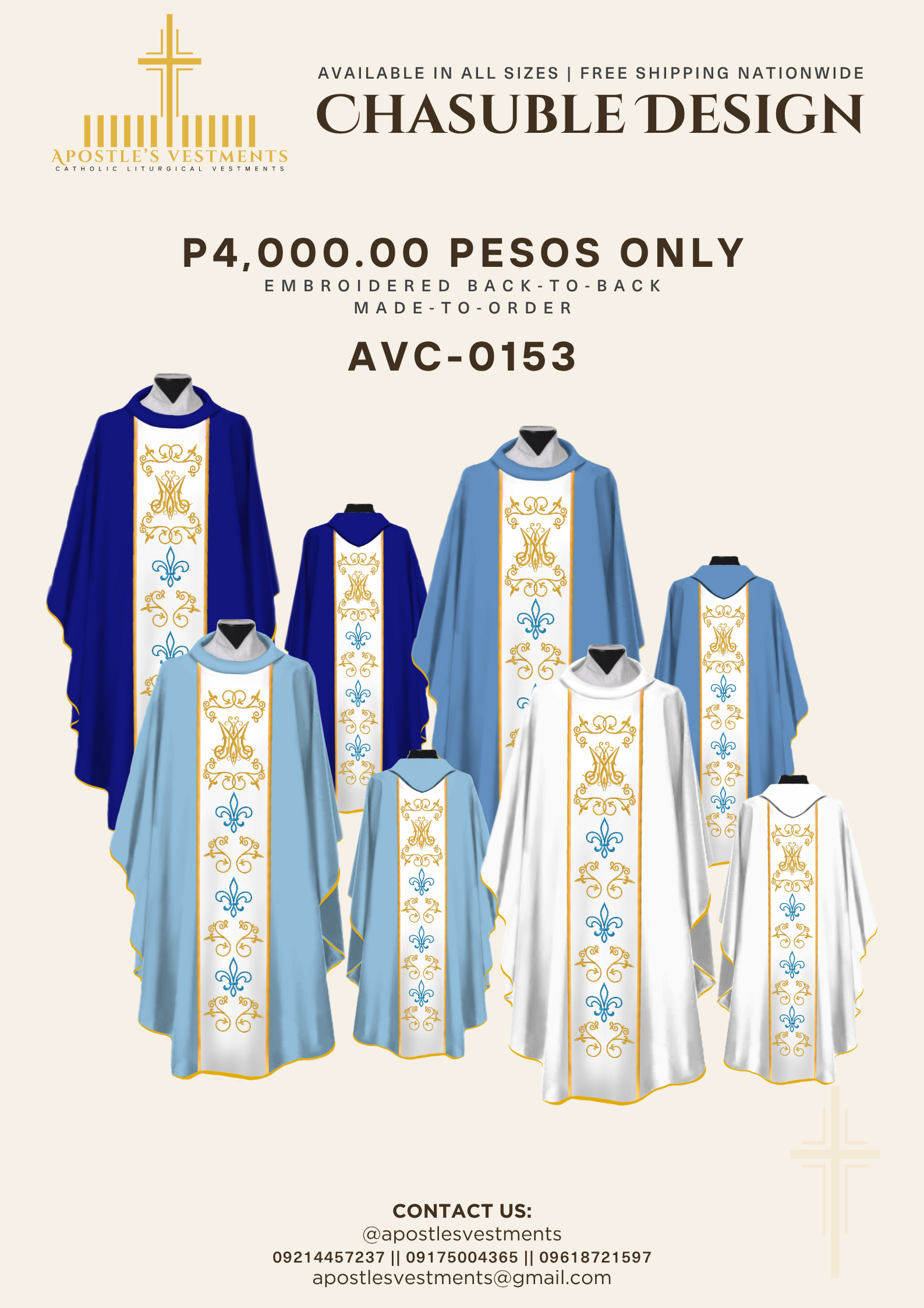 EMBROIDERED CHASUBLE (AVC-0153) ₱4000 ONLY