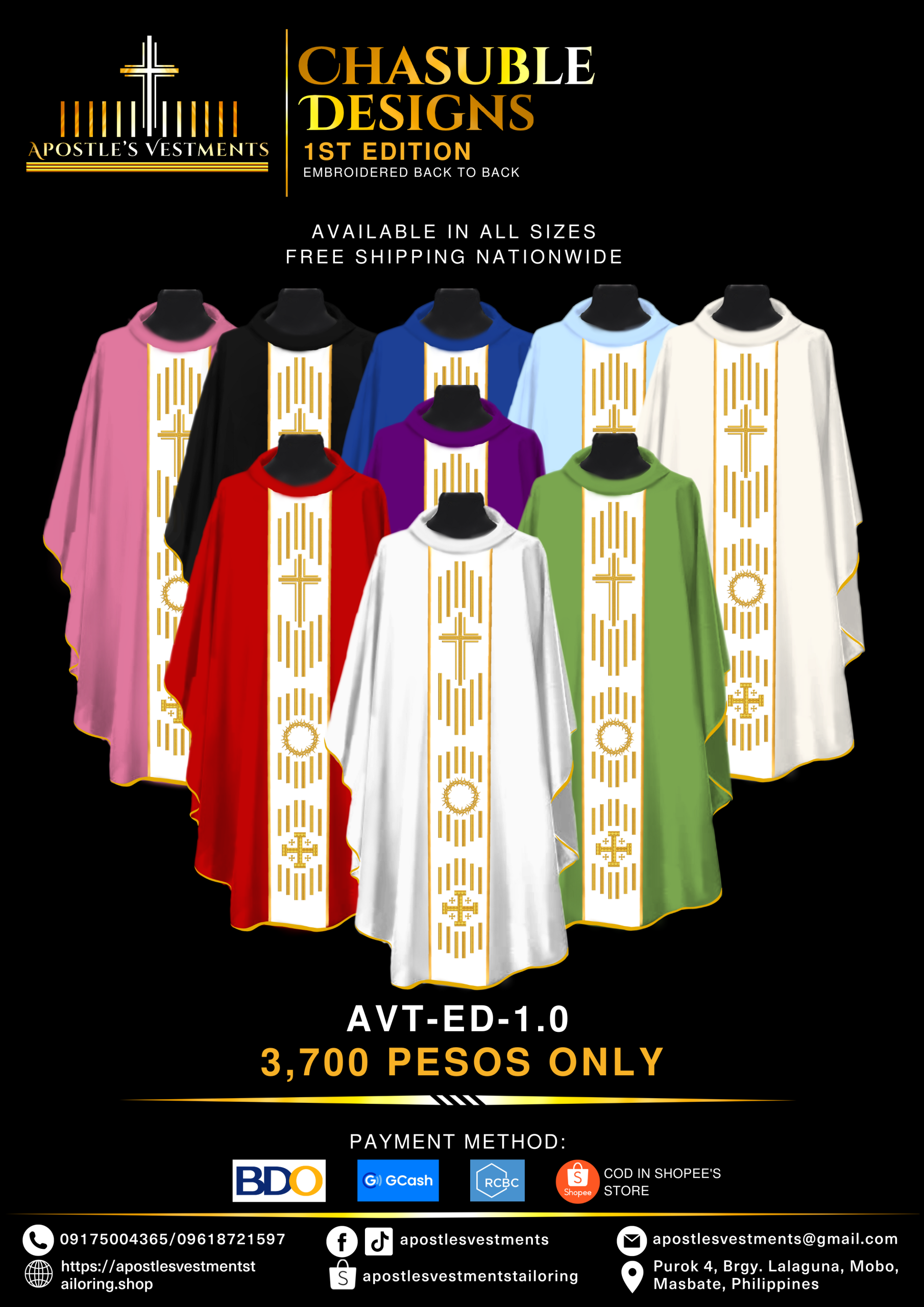 CHASUBLE DESIGN 1ST EDITION (AVT-ED-1.0) ₱3700 ONLY