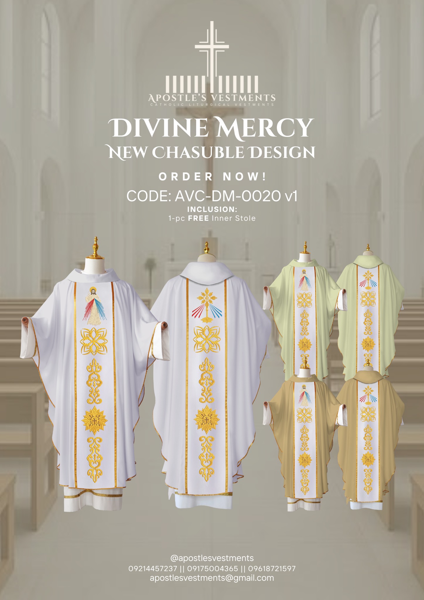 DIVINE MERCY CHASUBLE DESIGNS (AVC-DM-0020) ₱4999 ONLY