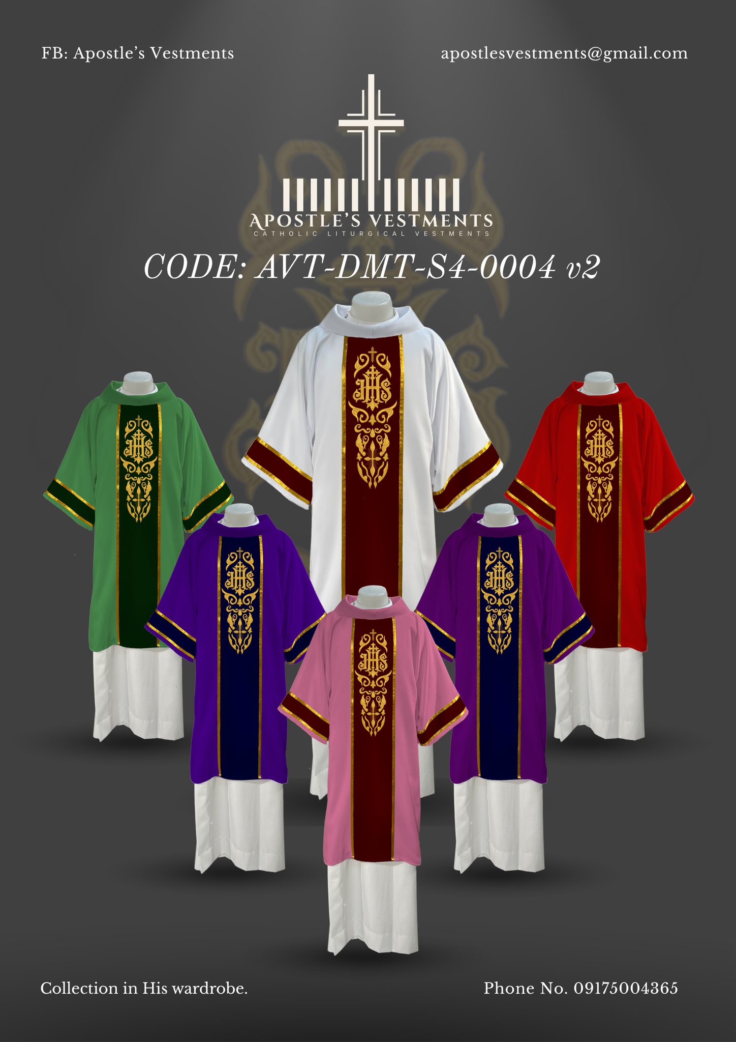 APOSTLE'S VESTMENTS DALMATIC DESIGN (AVT-DMT-S4-0004) ₱3800 ONLY