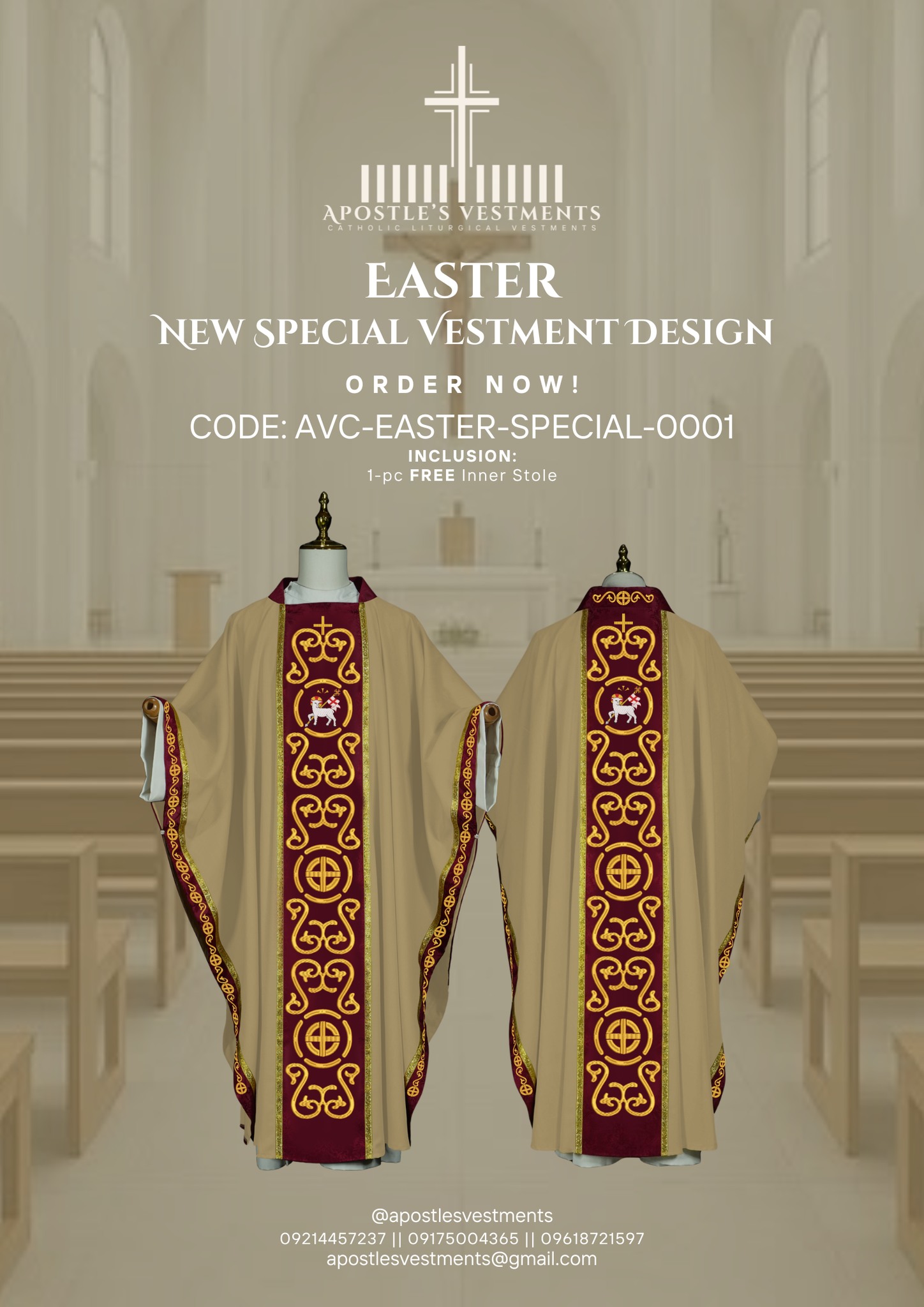EASTER CHASUBLE DESIGN (AVC-EASTER-SPECIAL-0001) ₱26500 ONLY